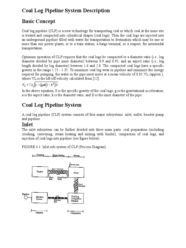 Coal Log Pipeline System Description | PDF | Coal | Pump
