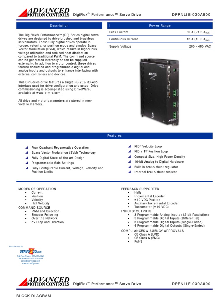 Advanced Motion Controls DPRNLIE-030A800 | PDF | Computer Engineering | Manufactured Goods