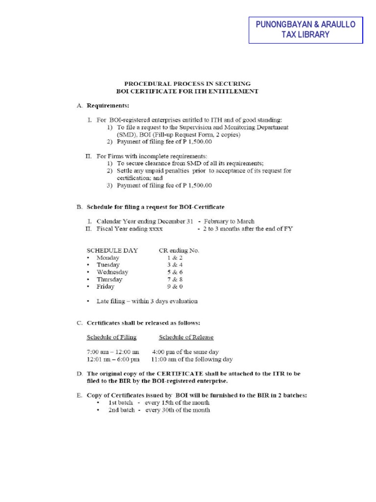 BOI - Application For COE - Pa | PDF