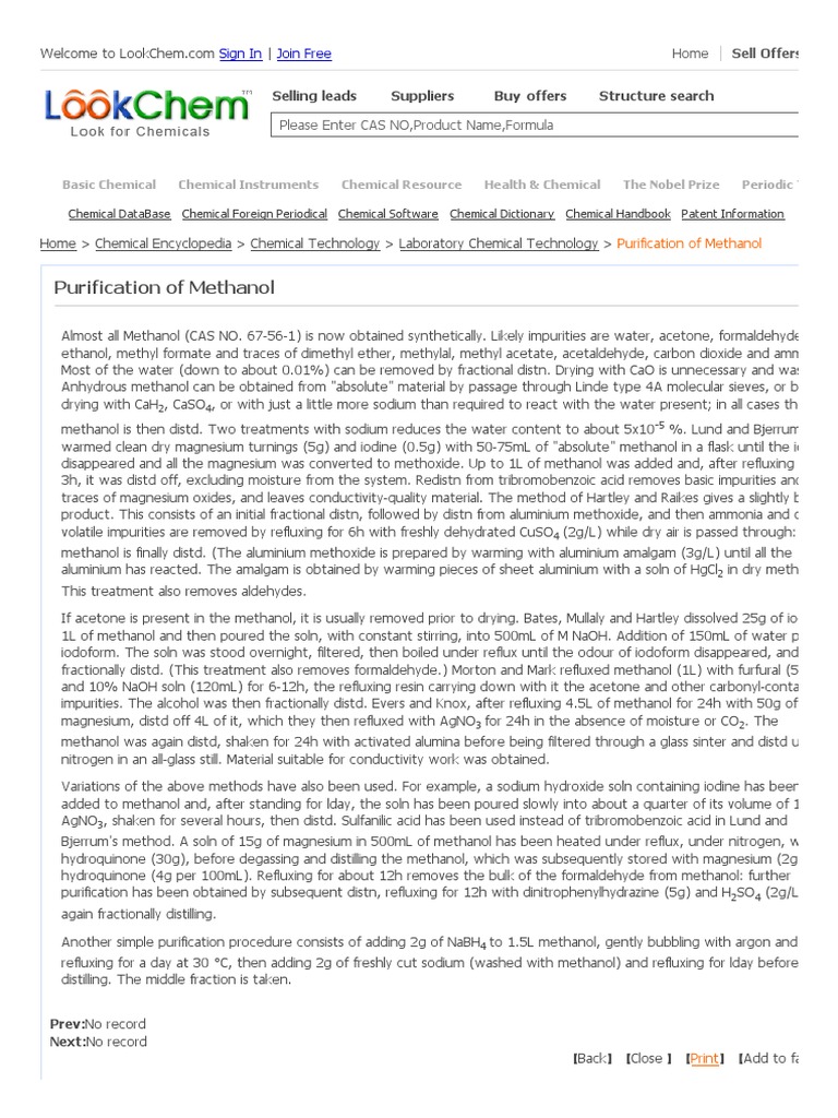 Purification of Methanol | PDF | Sodium Hydroxide | Methanol