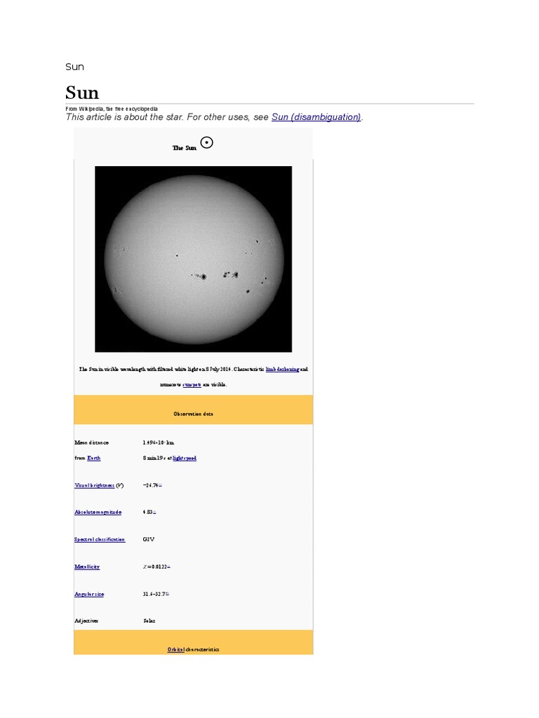 Overview of the Sun's Characteristics | PDF