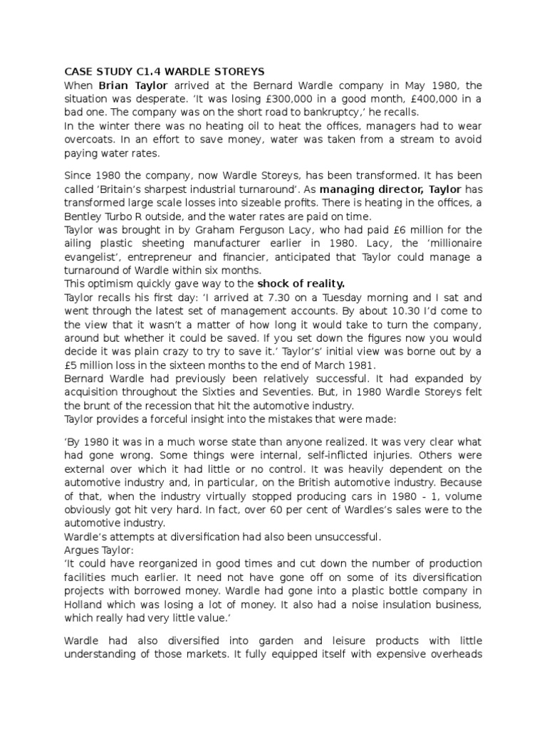 Wardle Storeys Turnaround Success | PDF | Mergers And Acquisitions ...