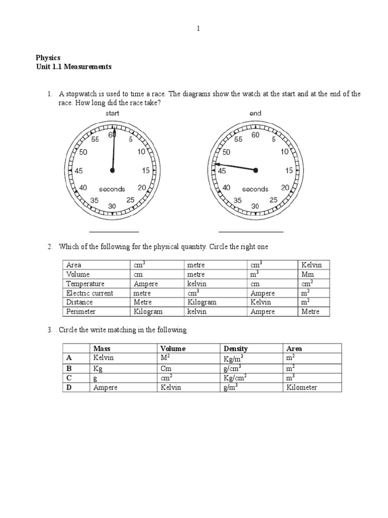 IGCSE Physics - Uints & Measurement | PDF