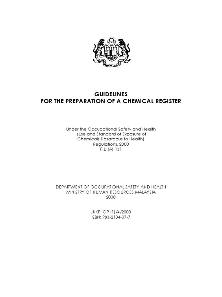 Guidelines Chemical Register DOSH PDF | PDF | Personal Protective ...