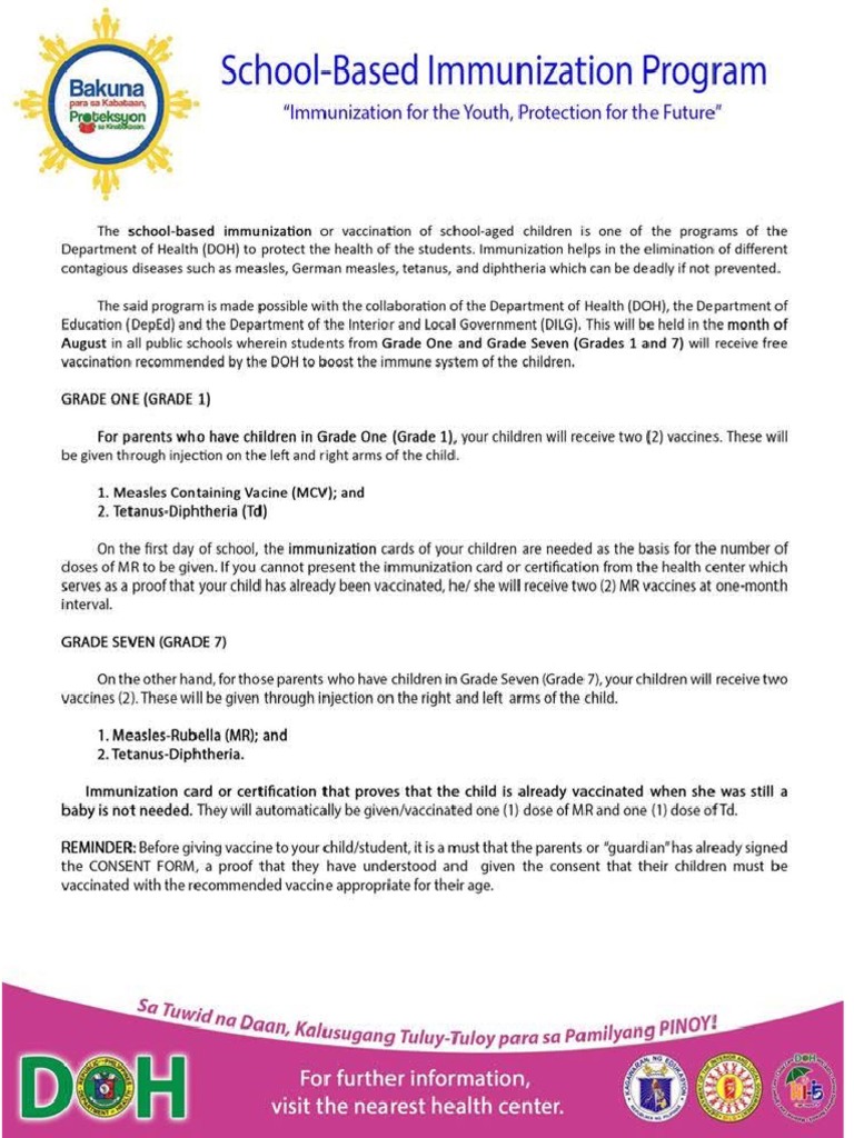 School Based Immunization Program | PDF