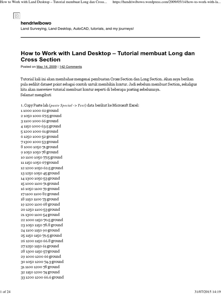 How To Work With Land Desktop - Tutorial Membuat Long Dan Cross Section ...