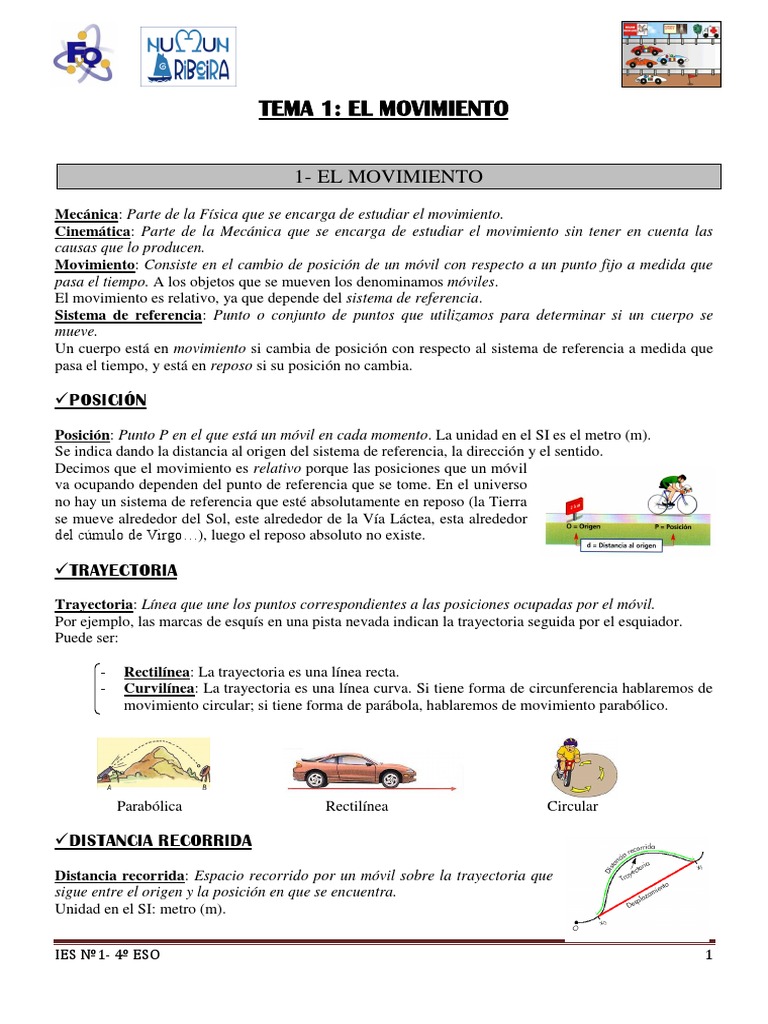 TEMA 1 - El Movimiento | PDF | Movimiento (física) | Velocidad