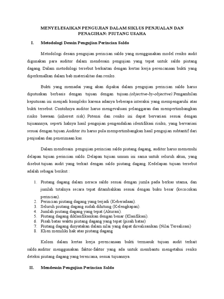 Menyelesaikan Pengujian Dalam Siklus Penjualan Dan Penagihan | PDF