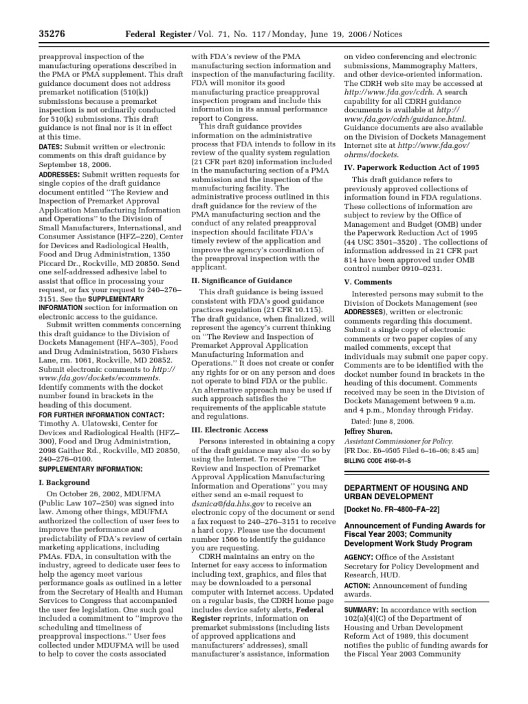 Notice: Grant and Cooperative Agreement Awards: Community Development ...