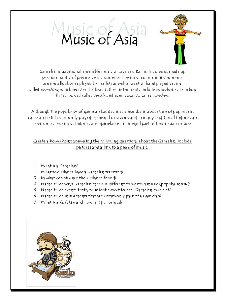 Gamelan Worksheet | PDF