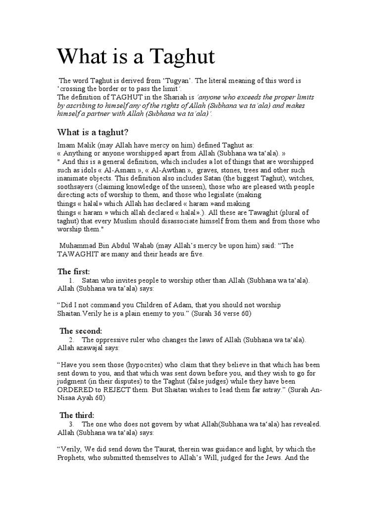 What Is A Taghut PDF | PDF | Kafir | Religious Comparison