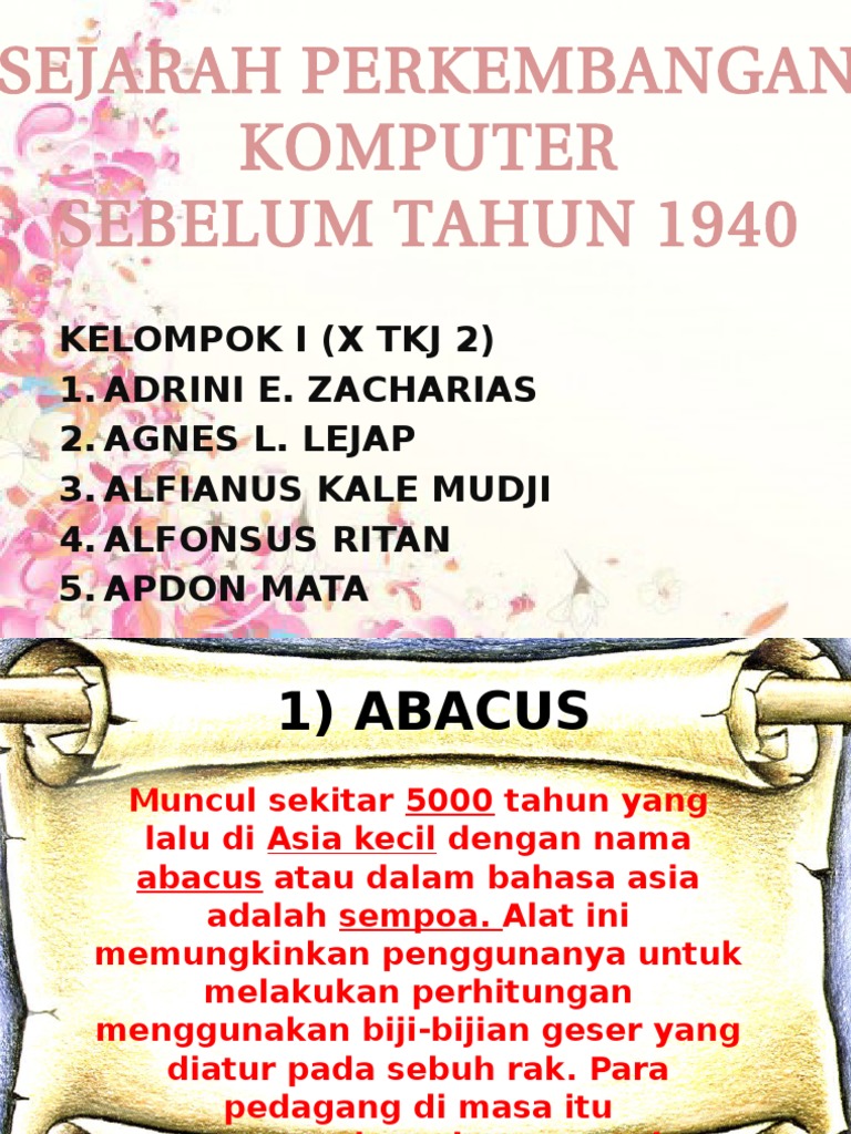 Sejarah Perkembangan Komputer Sebelum Tahun 1940 | PDF