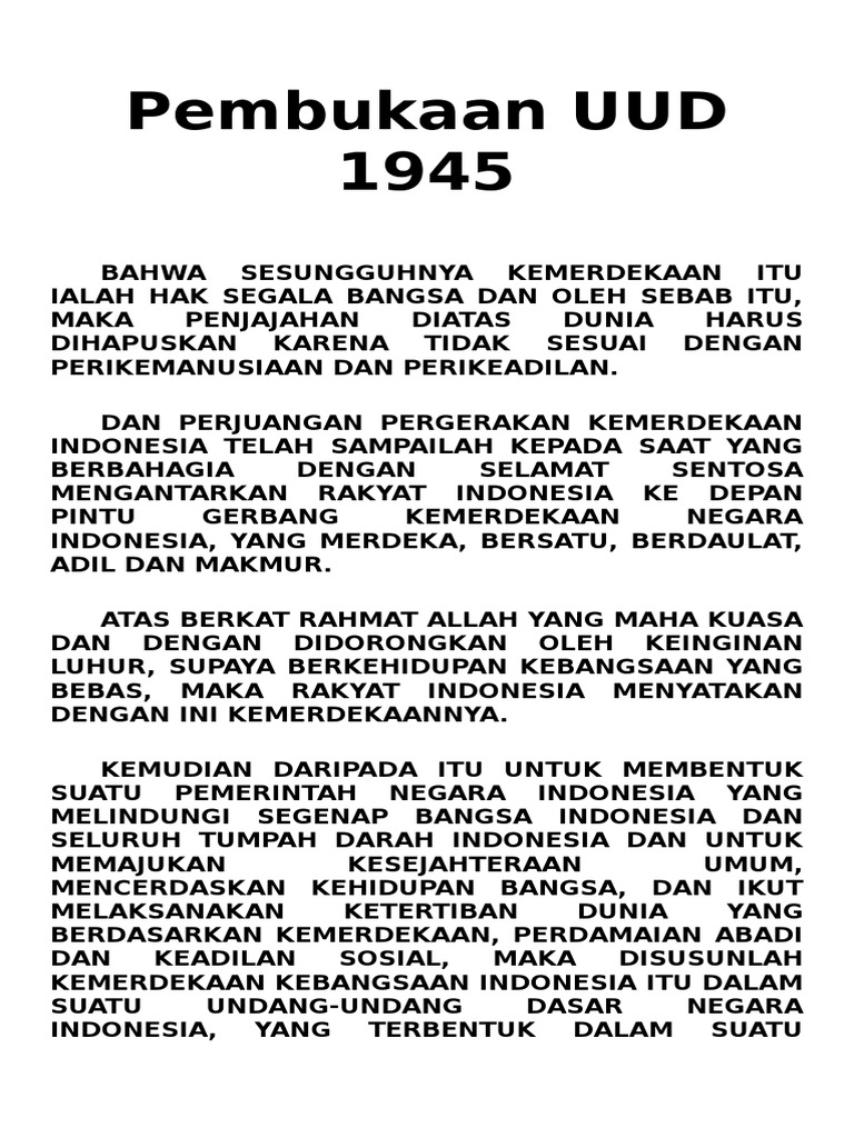 Pembukaan UUD 1945 | PDF