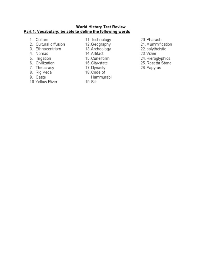 World History Test Review | PDF