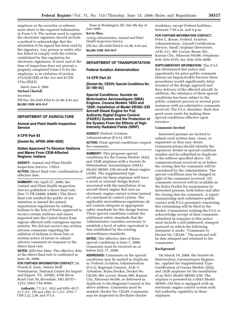 Rule: Airworthiness Standards: Special Conditions— Societe de ... Rule: Airworthiness Standards: Special Conditions— Societe de ...