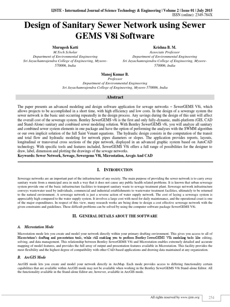 Design of Sanitary Sewer Network Using SewerGEMS V8i Software | PDF ...