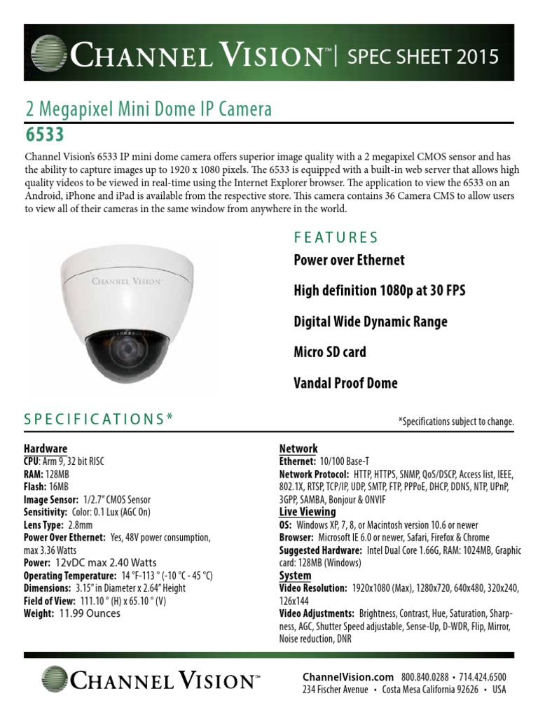 Channel Vision IR-5000 Data Sheet | PDF