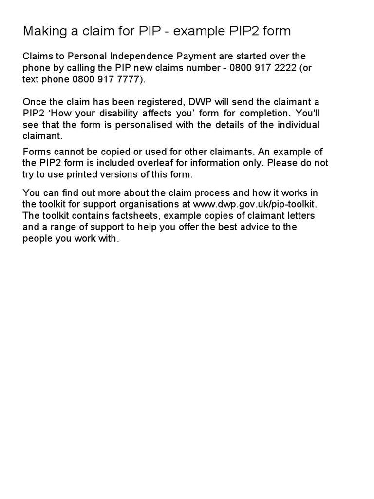 PIP Claim Guide for Support Orgs | PDF | Therapy | Health Treatment