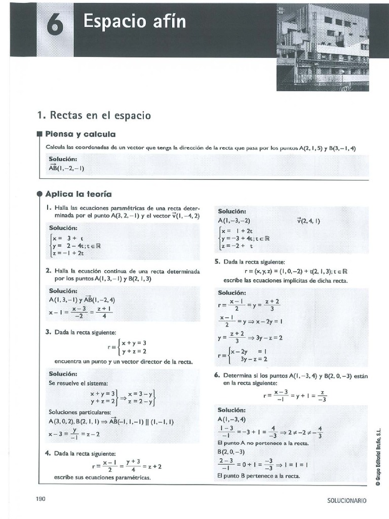 Bloque Ii Geometria Tema 6 Espacio Afín Pdf