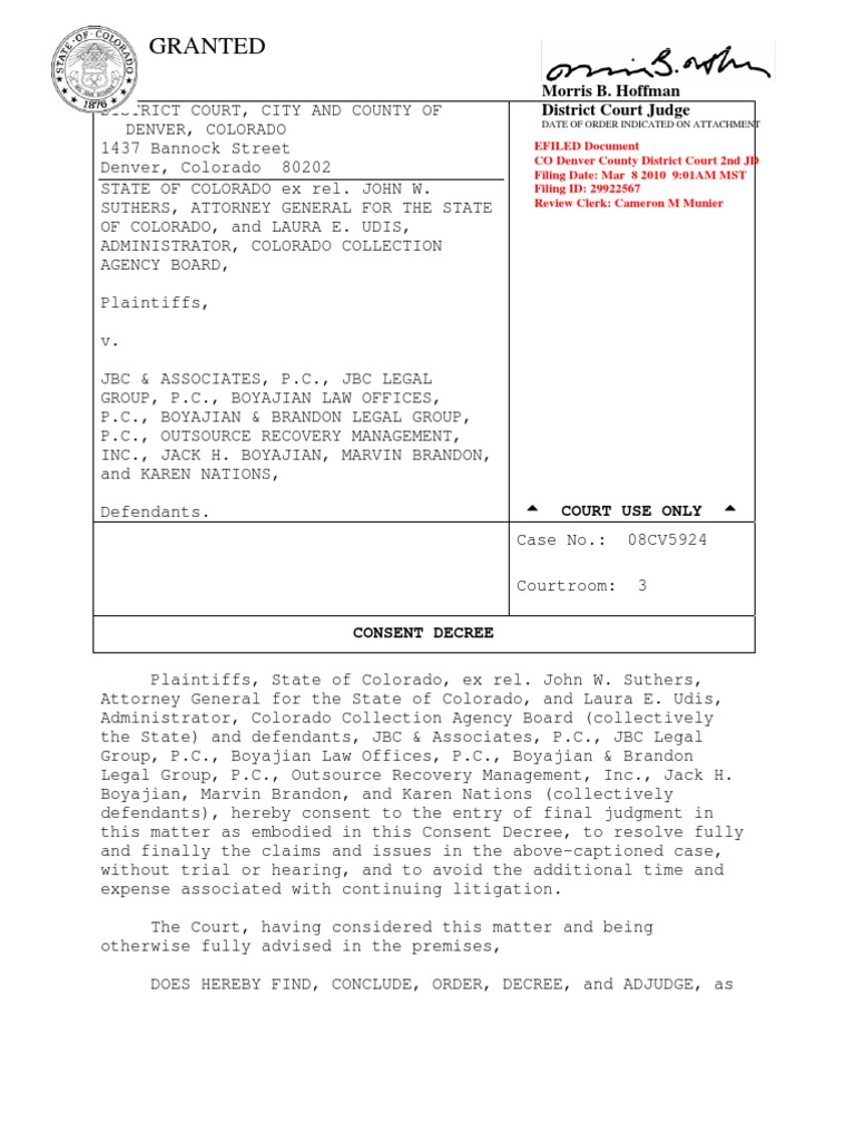 JBC Consent Decree | PDF | Consent Decree | Complaint