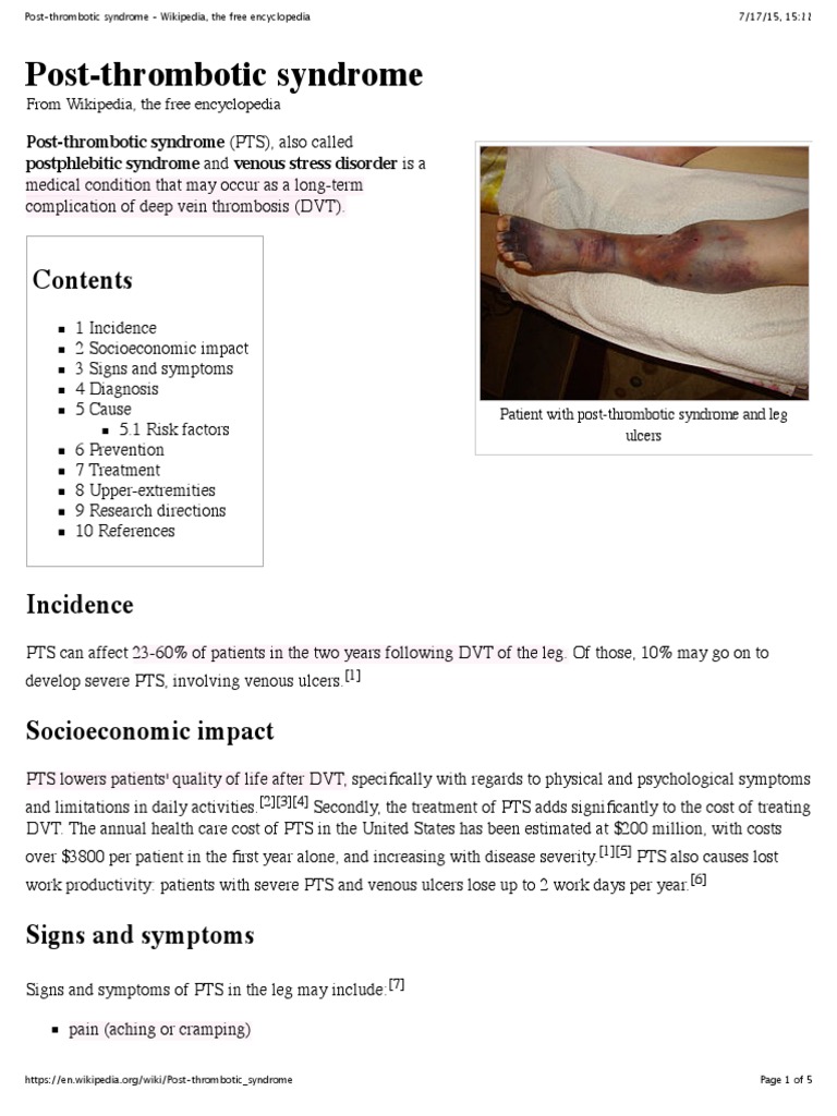 Wikipedia - Post-Thrombotic Syndrome (CHECKED) | PDF | Medicine ...