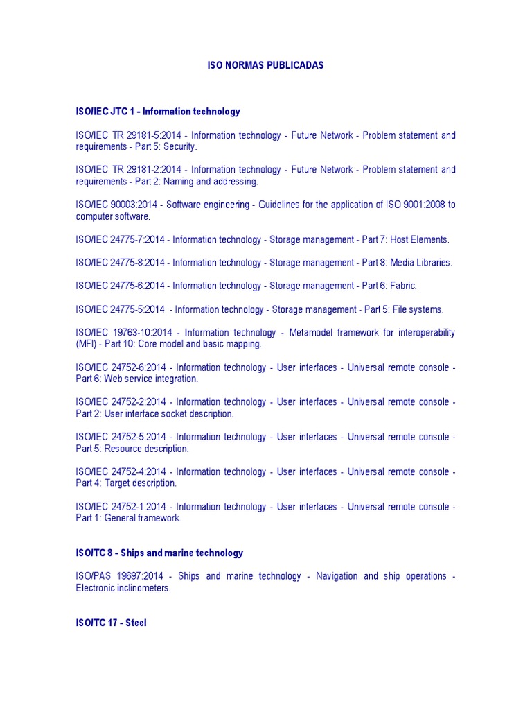 ISO Standards for Information Technology, Manufacturing, Healthcare ...