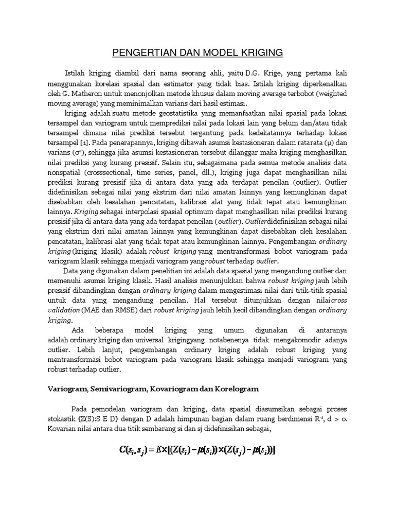 Pengertian Dan Model Kriging | PDF | Metode & Bahan Ajar