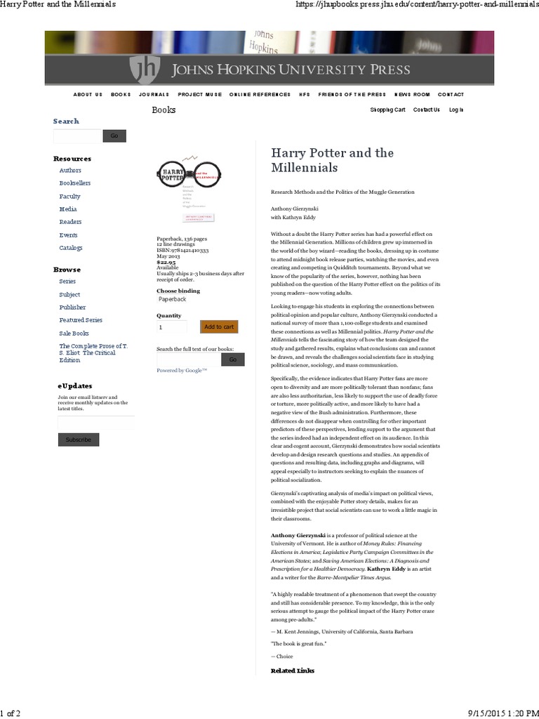 Harry Potter and The Millennials | PDF | Harry Potter | Social Science
