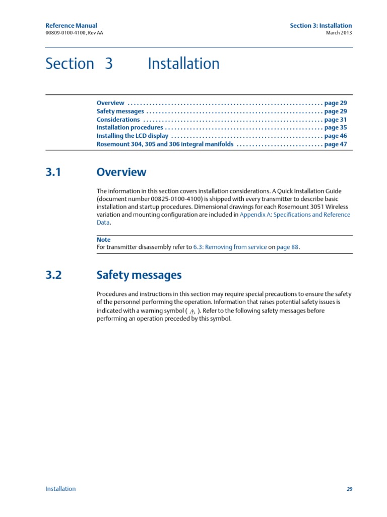 Section 3 Installation: Appendix A: Specifications and Reference Data | PDF