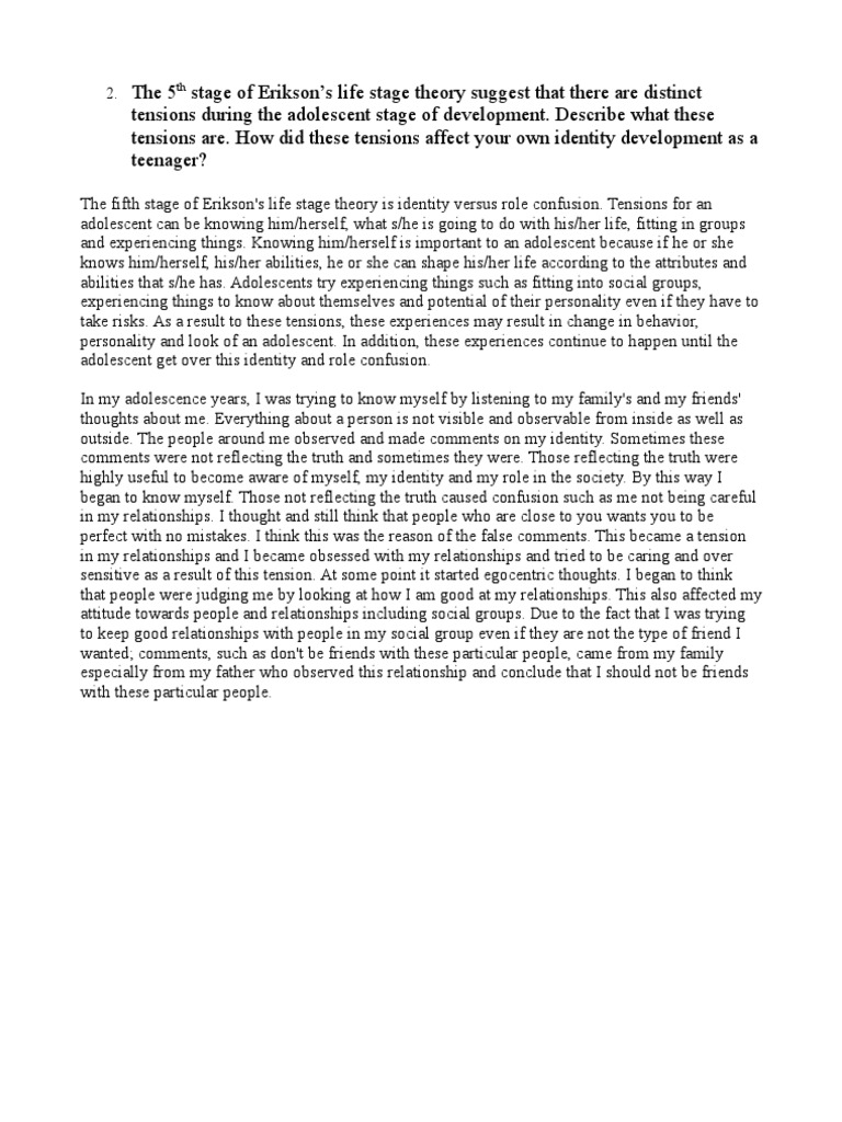 Identity Vs Role Confusion (5th Stage of Erikson's Life Stage Theory ...