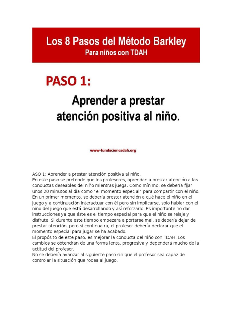 Método Barkley | PDF | Desorden hiperactivo y deficit de atencion ...