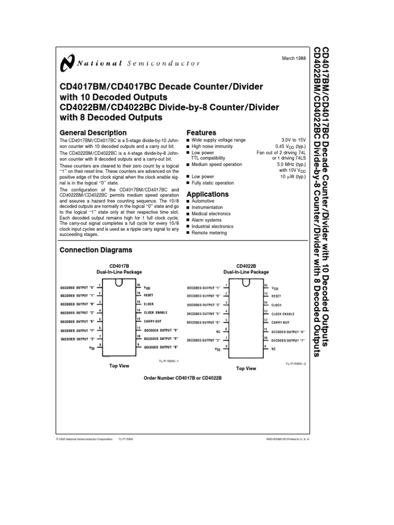 Hoja de Datos cd4017 | PDF | Electronics | Electronic Engineering