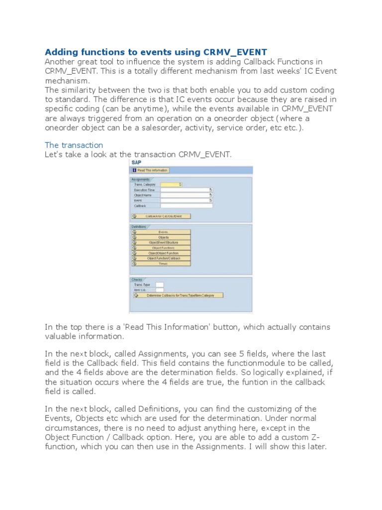 Adding Functions To Events Using Crmv Pdf Callback Computer Programming Function