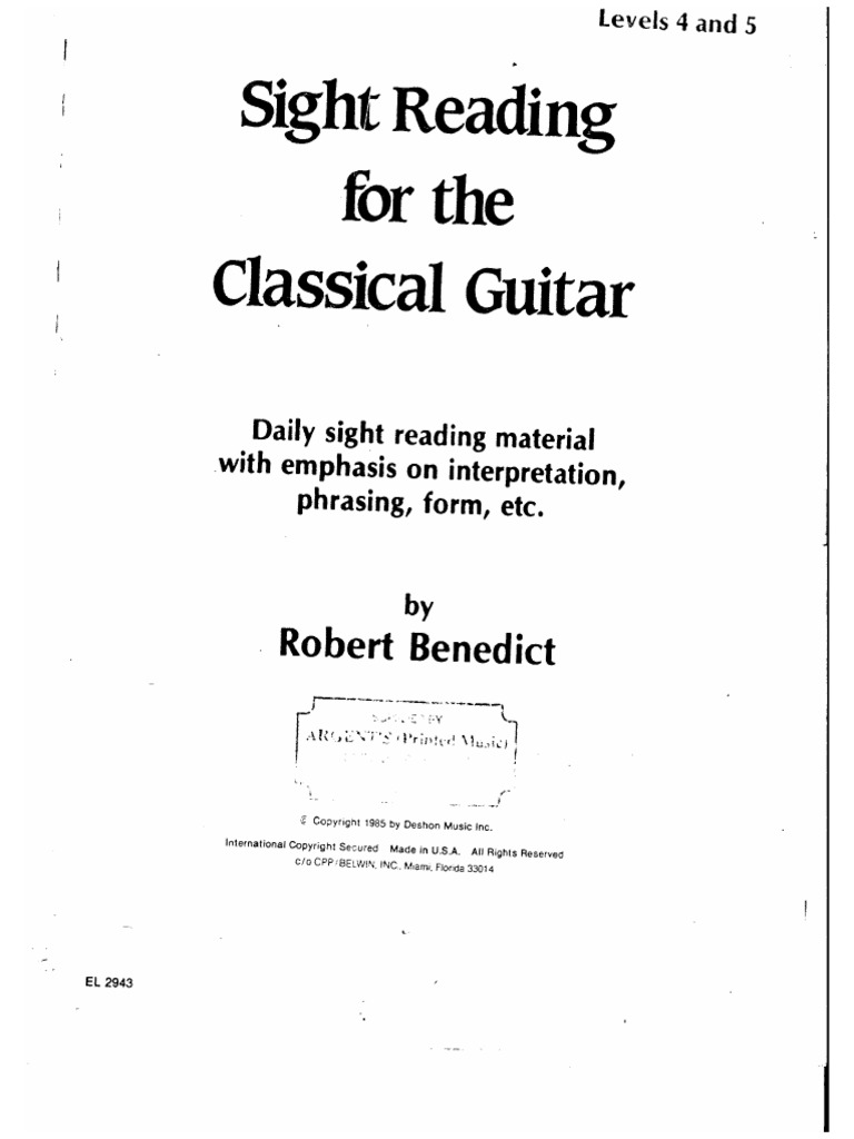 Benedict Robert Sight Reading For The Classical Guitar Level IV V PDF | PDF