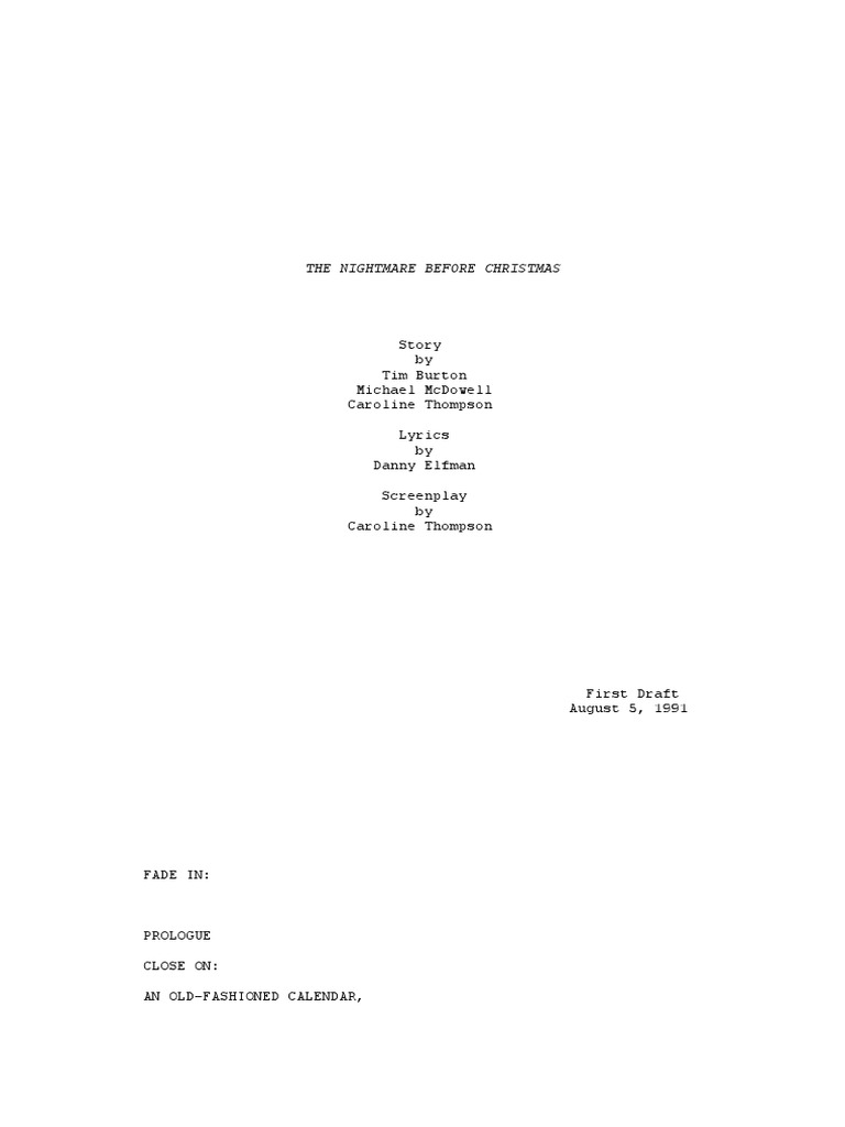The Nightmare Before Christmas Script | PDF