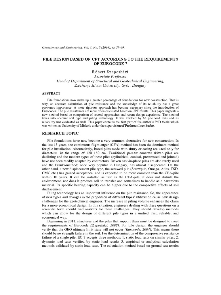 Pile Design Based On CPT According To The Ec7 | PDF | Deep Foundation | Reliability Engineering