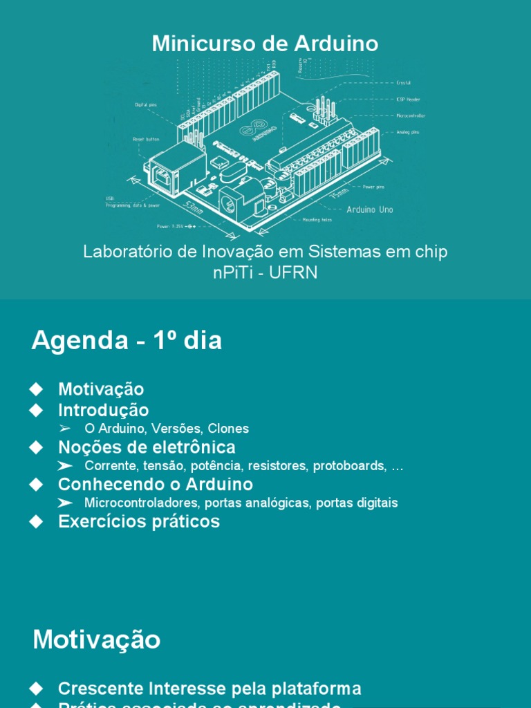 Minicurso Arduino - Apresentação | PDF | Arduino | Microcontrolador