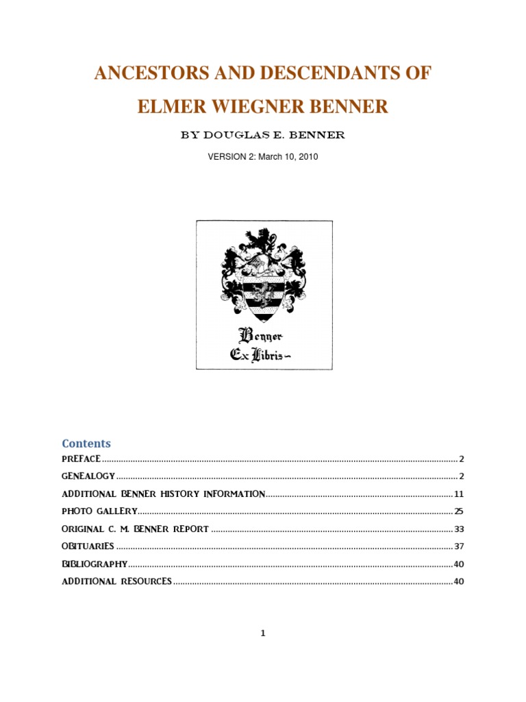 Benner Family Genealogy Overview | PDF | History
