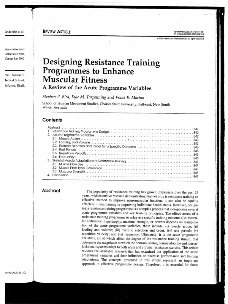 Designing Resistance Training Programmes | PDF