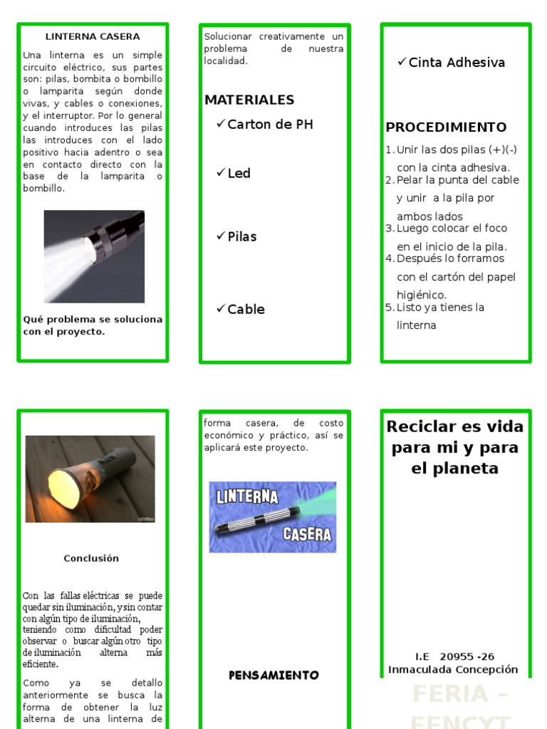 TRIPTICO Linterna Casera 2 | PDF | Métodos y materiales de enseñanza