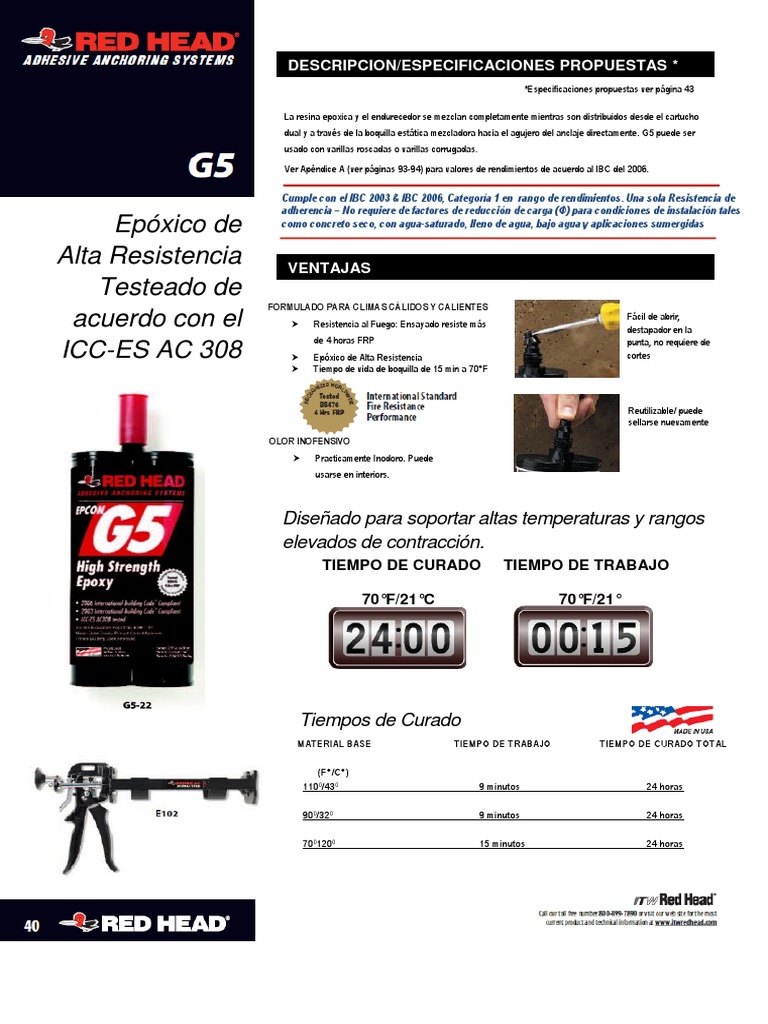 Hoja Tecnica g5 | PDF | Materiales de construcción | Ingeniería de ...