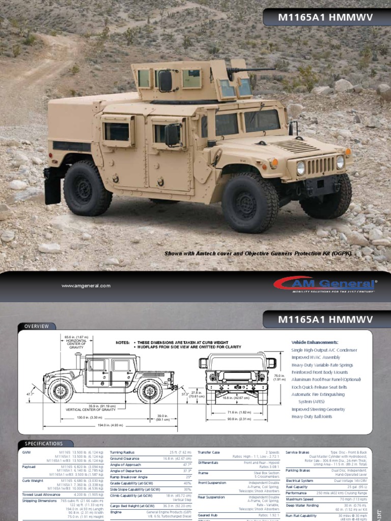 M1165A1 HMMWV Specifications Overview | PDF | Technology & Engineering