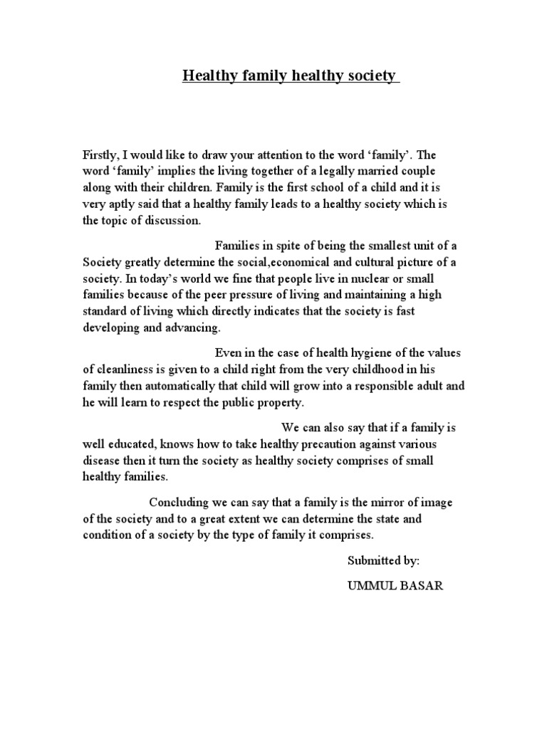 Healthy Family Healthy Society | PDF | Self-Improvement | Wellness