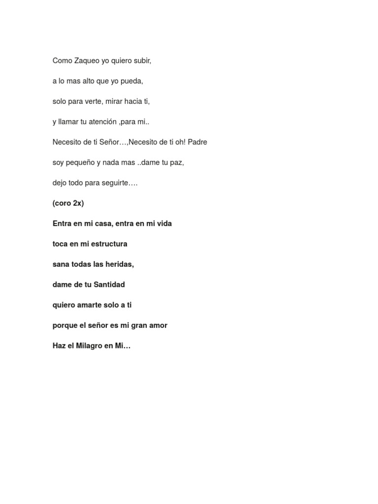 Como Zaqueo Yo Quiero Subir | PDF