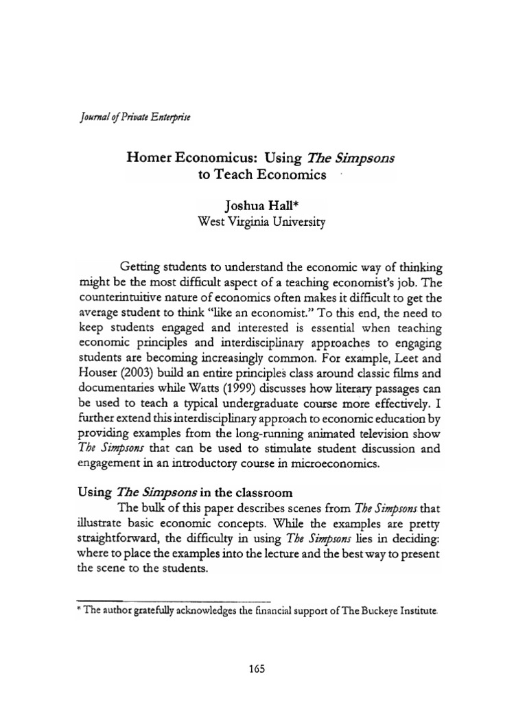 Homer Econornicus Using The Simpsons To Teach Economics | PDF