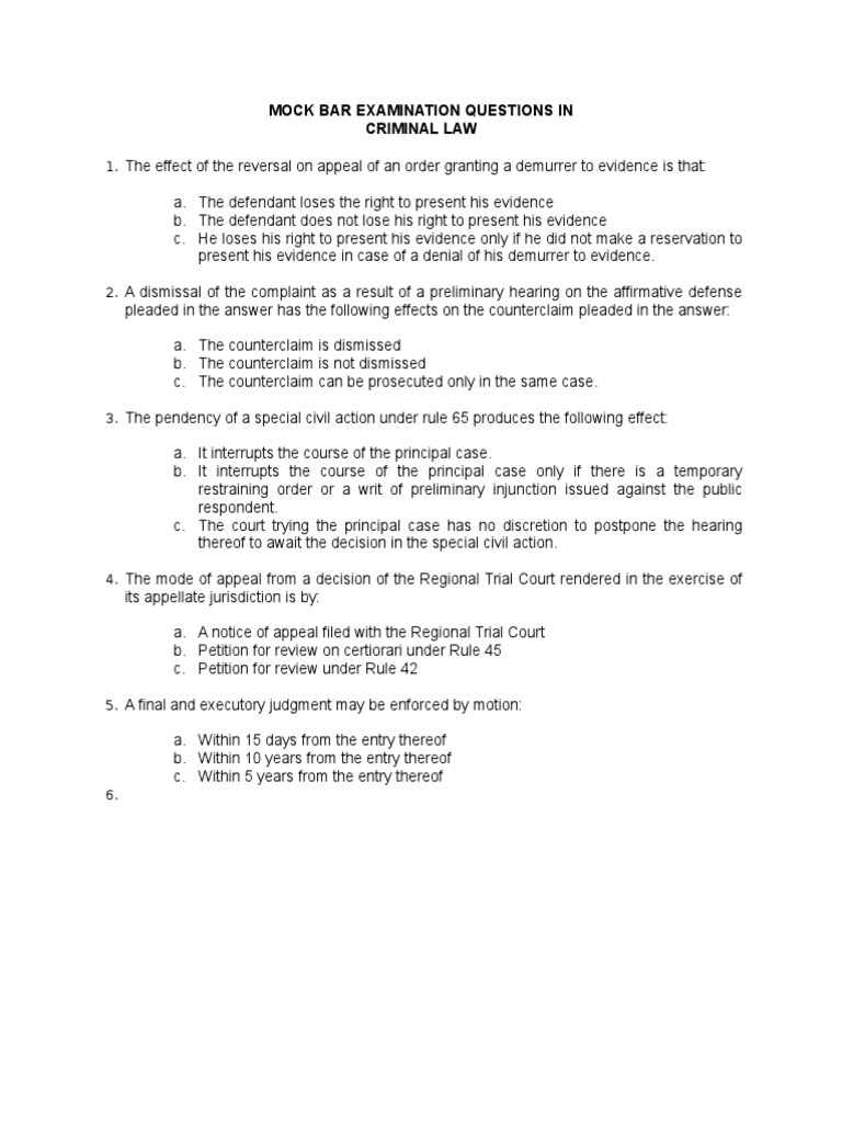 Mock Bar Examination Questions 25 | PDF
