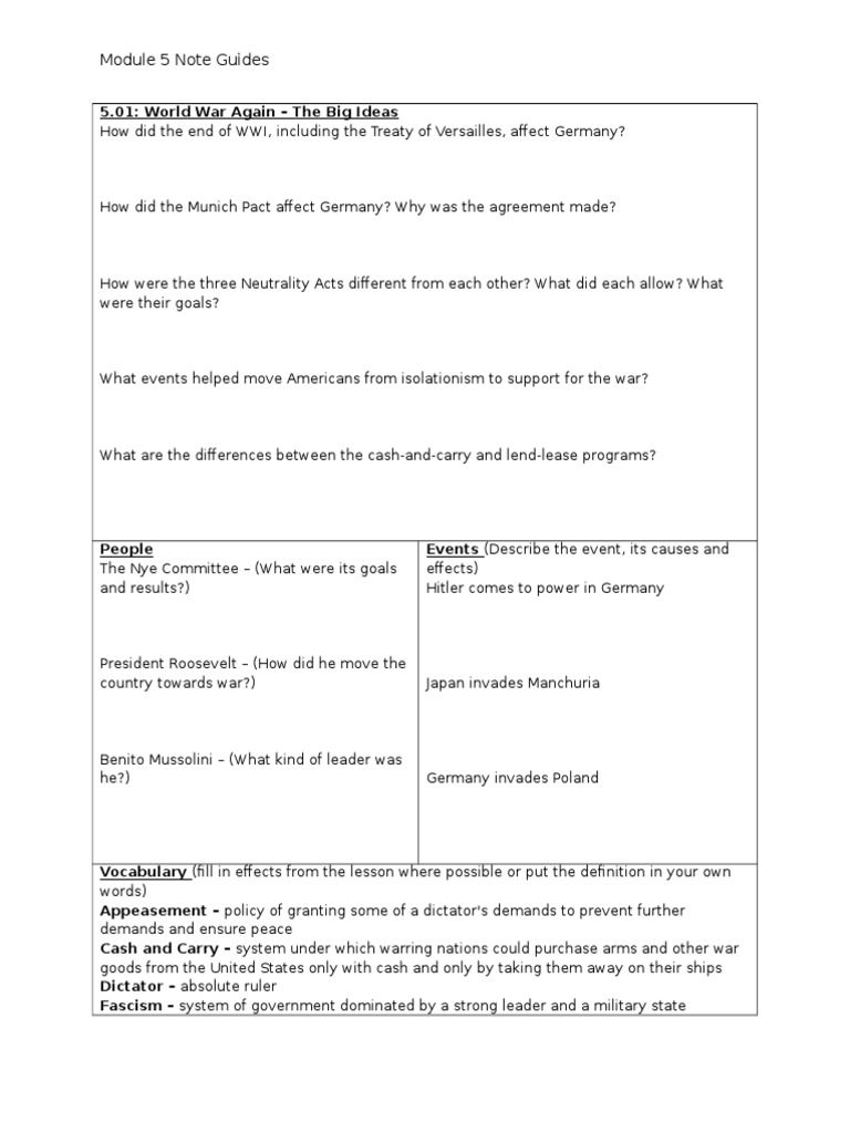 Module 5 Note Guides Us History | PDF | World War II | Allies Of World ...