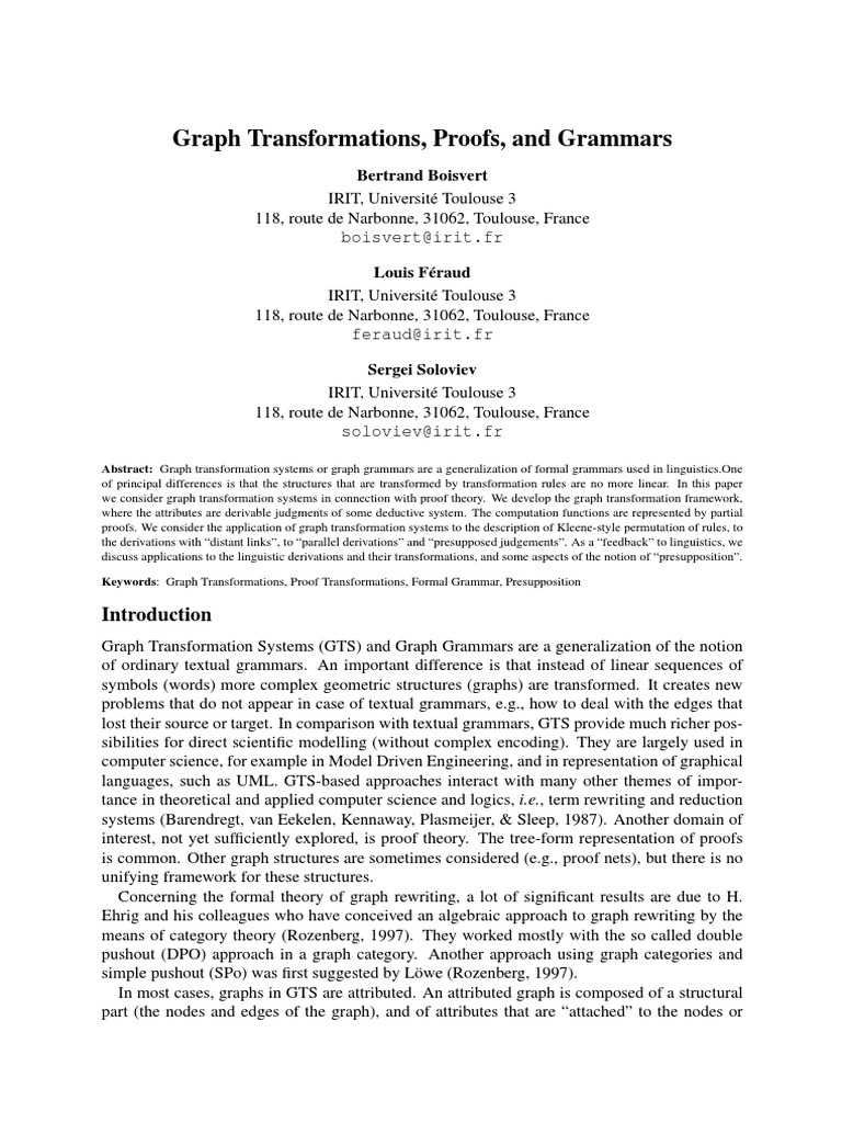 Graph Transformations, Proofs, and Grammars | PDF | Graph Theory | Theory