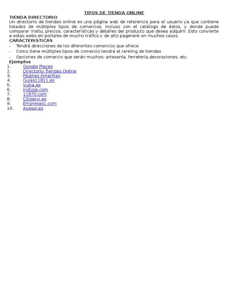Tipos de Tiendas Online y Ejemplos | PDF