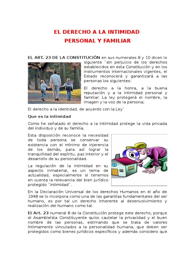 El Derecho a La Intimidad | Derecho a la privacidad | Instituciones ...